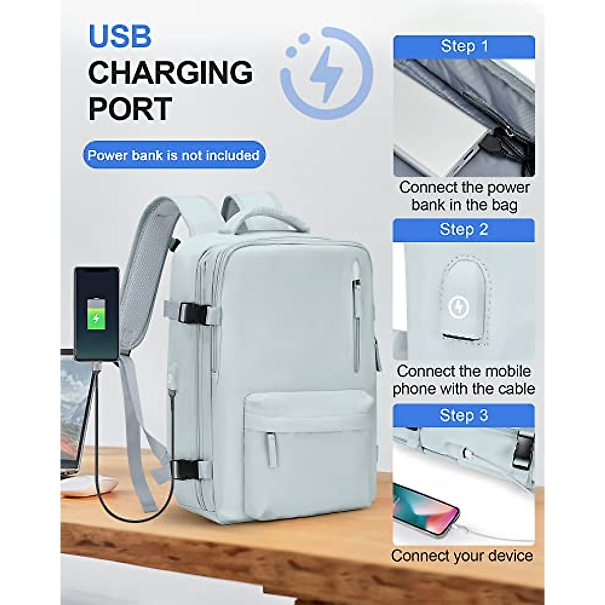 Carry on Travel Laptop Backpack for Women Men, Flight Approved,Backpack for Women, Travel Bag Hiking Outdoor Sports Rucksack Casual Daypack Backpack, Blue Simple