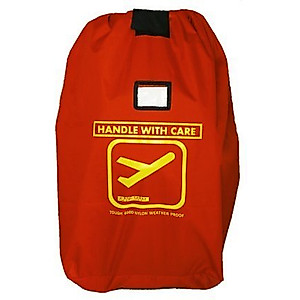 Durable Car Seat Travel Bag for Air Travel & Storage - Fiery Red -Tough 600D Water & UV Resistant - Unique Top Flap Cover & Shoulder Strap-Protect Your Child's Car Seat-34"x18"x18"