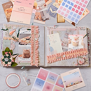 Crtiin 1388 Pcs Scrapbooking Supplies Kit, Christmas Aesthetic Scrapbook Kit Journaling Supplies for A6 Grid Notebook, Stationery, Aesthetic Scrapbook Paper DIY Art Craft Gift for Women