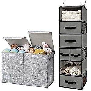 GRANNY SAYS Bundle of 1-Pack Shelf Organizer for Closet & 1-Pack Extra Large Rectangle Storage Bin