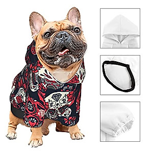 Sugar Skull with Floral Pet Wear Hoodies Pet Dog Clothes Puppy Hoodies Dog Hoodies Costumes Pet Sweater XL