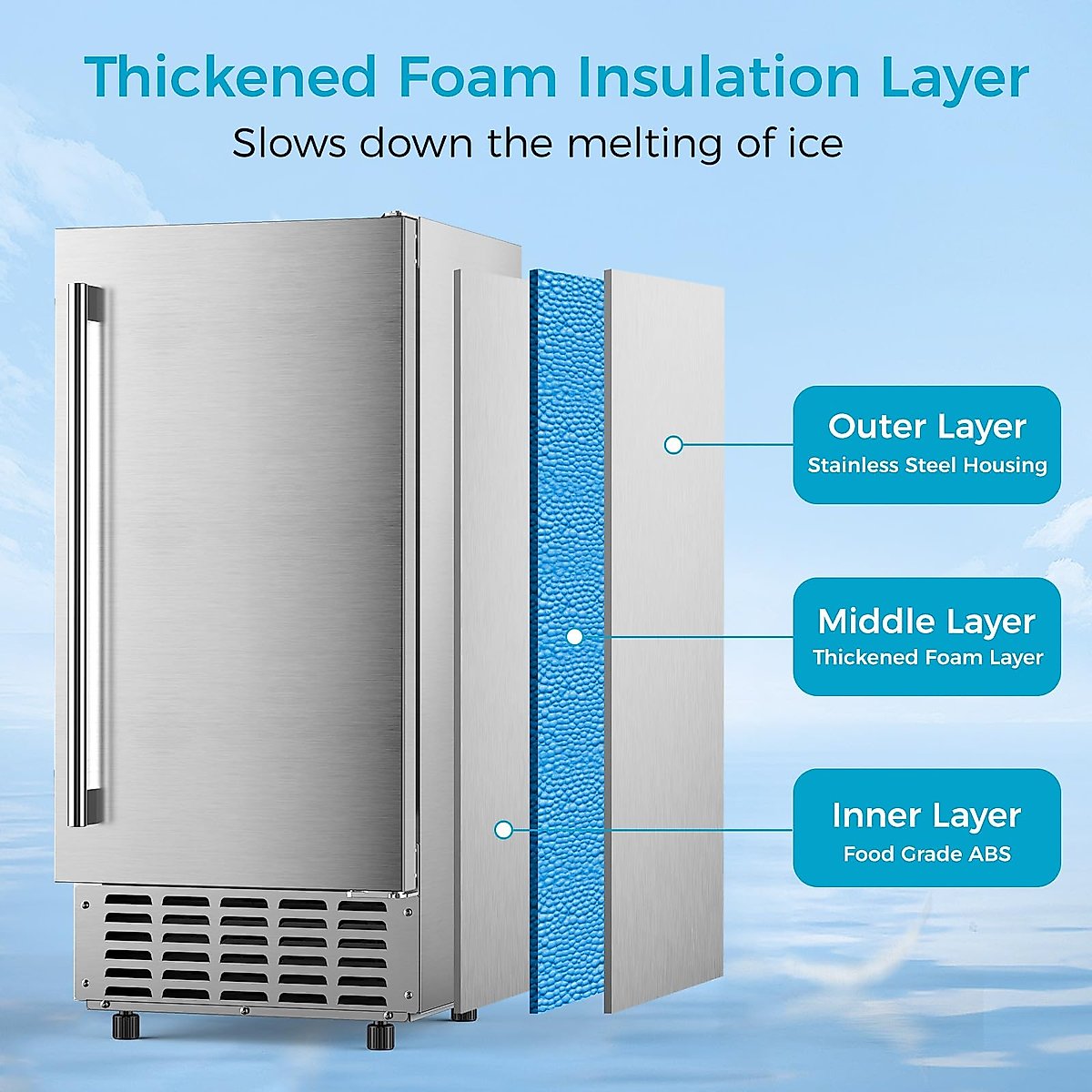 COWSAR Commercial Ice Maker Machine, Nugget Ice, 66lbs/24H Stainless Steel Under Counter Ice Maker, Self-Clean&24H Timer, Commercial Nugget Ice Machine with LCD Display, Ideal for Bar/Cafe/Restaurant