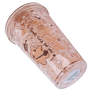 Cute Water Tumbler, 450ml Water Drinking Cup Reusable Double Wall Water Bottle with Straw Kawaii Water Bottle for Home Travel Tumbler(Brown)