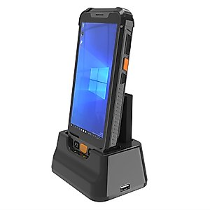 5.5 inch Windows10 Pro 4GB+64GB Handheld Terminal PC with Docking Station,125kz RFID Scanner, & Spare Battery, Black