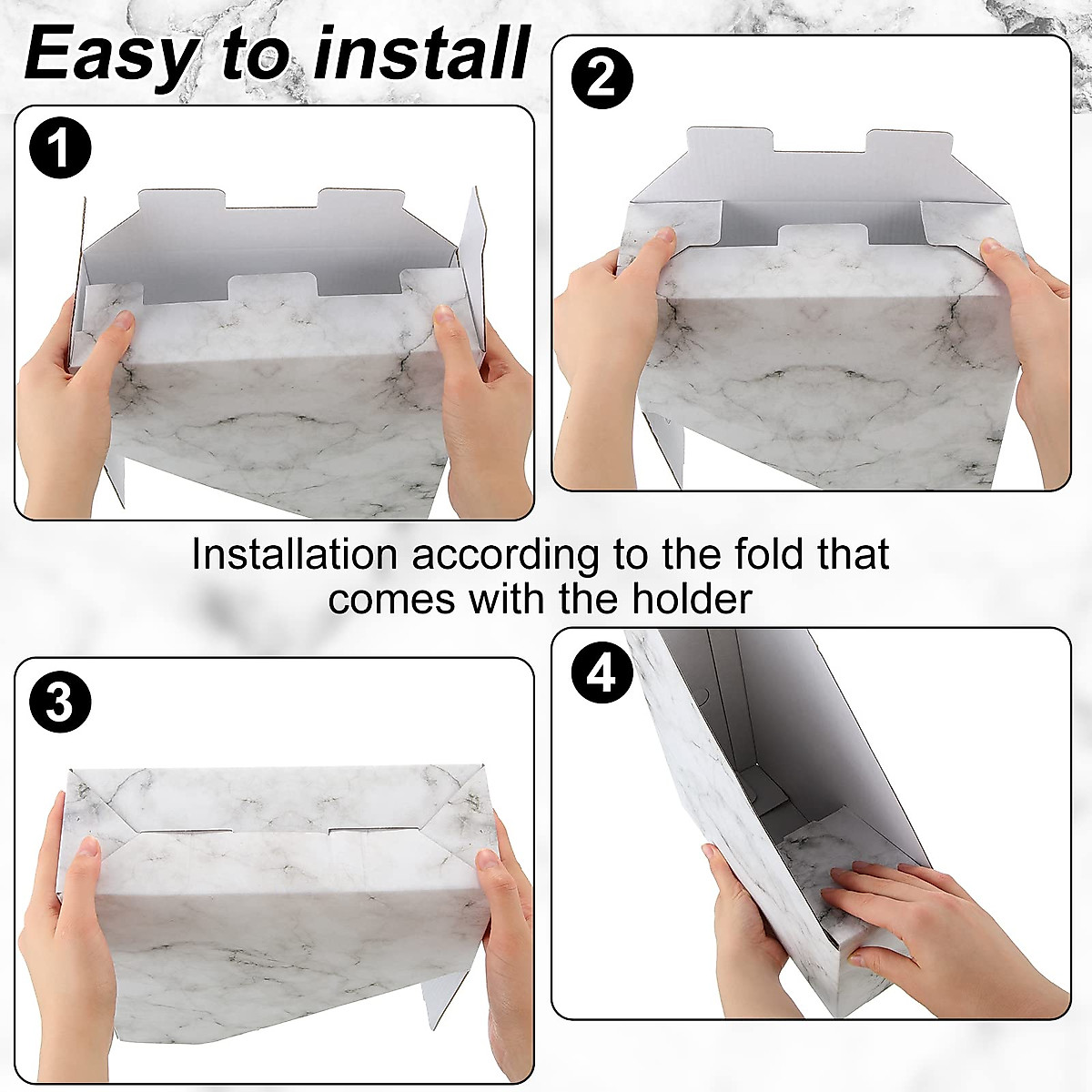 15 Packs Marble Magazine File Holder Bulk Collapsible Magazine Folder Organizer Desktop File Holder Storage Box Cardboard File Rack Book Bins with Labels for A4 Size Document Home School Office Favors