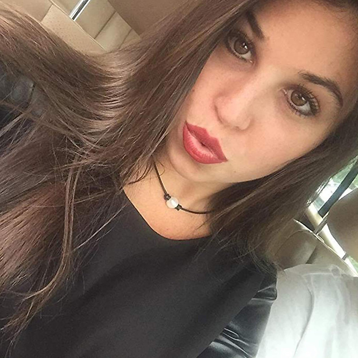 Pearl Necklace Single Pearl Choker Necklace for Women Leather Cord Choker for Teen Girls Handmade Choker Jewelry Gift