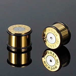 COOEAR Surgical Steel Plugs Ear Gauges Piercing Earrings Bar Style With Two O-rings Stretchers Expander Size 2g(6mm) to 5/8"(16mm)