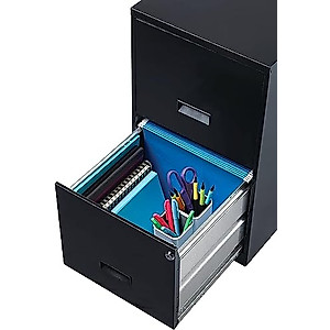 Filing Cabinet Size 18" Deep 2 Drawer Metal Steel Organization File Cabinet with Lock, Black