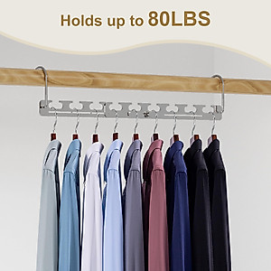 Cycleacc Magic Space Saving Hangers, Retractable Closet Hangers with 9 Holes, Multi Hangers Space Saving, Space Saving Hanger for Clothes, Closet Organizers Storage, Dorm Room Essentials (5 Pack)