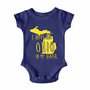 In My Diaper I Have an Ohio UM Michigan Fans Baby One Piece Newborn Navy