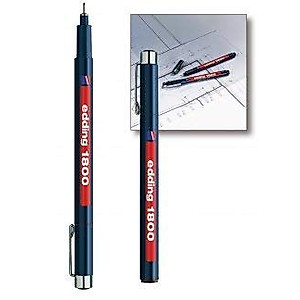 Edding 1800 Profipen Pigment Liner Drawing Pen - 0.1mm - [Set of 4 - Black, Blue, Red, and Green]