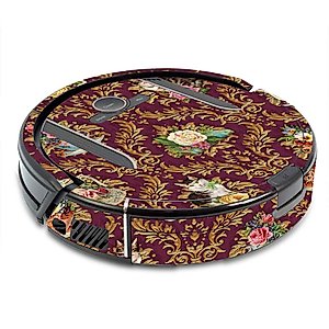MightySkins Skin Compatible with Shark Ion Robot R85 Vacuum - Teatime Cat Damask | Protective, Durable, and Unique Vinyl Decal wrap Cover | Easy to Apply, Remove, and Change Styles | Made in The USA