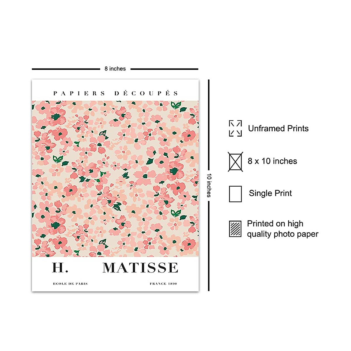 Minimalist Matisse Wall Art & Decor - Mid Century Modern Poster - Gallery Wall Art - Aesthetic Room Decor - Abstract Gifts for Women - Contemporary Museum Pictures - Bedroom Living Room Print 8x10