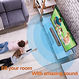 KEiiD Sound Bar for TV 2.1 CH Wooden Soundbar with Built-in Subwoofer, Bluetooth HDMI(ARC)/ Optical/Coaxial/RCA Connection, 4 EQ Modes Optional for Home Theater TV Speakers