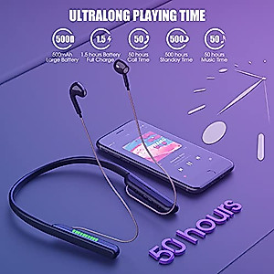 MGGZXR Bluetooth Neckband Headphones Neckband Headset 100 Hours Playtime,Built-in Noise Cancelling Microphone,Wireless Neck Headphones Semi-Ear Earbuds 3D Stereo Sportsfor iPhones Android