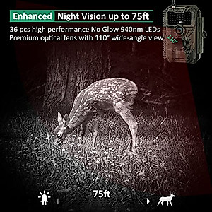 GardePro E6 Trail Camera WiFi 48MP 1296P Game Camera with No Glow Night Vision Motion Activated Waterproof for Wildlife Deer Scouting Hunting or Property Security, Camo