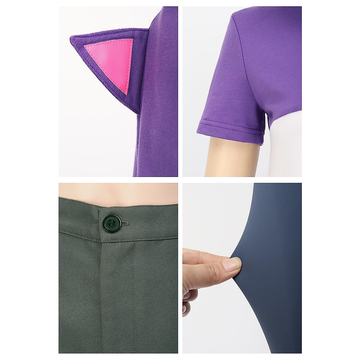 DAZCOS Women's US Size Purple White Hoodie Cosplay Costume Outfit with Tights (Medium)