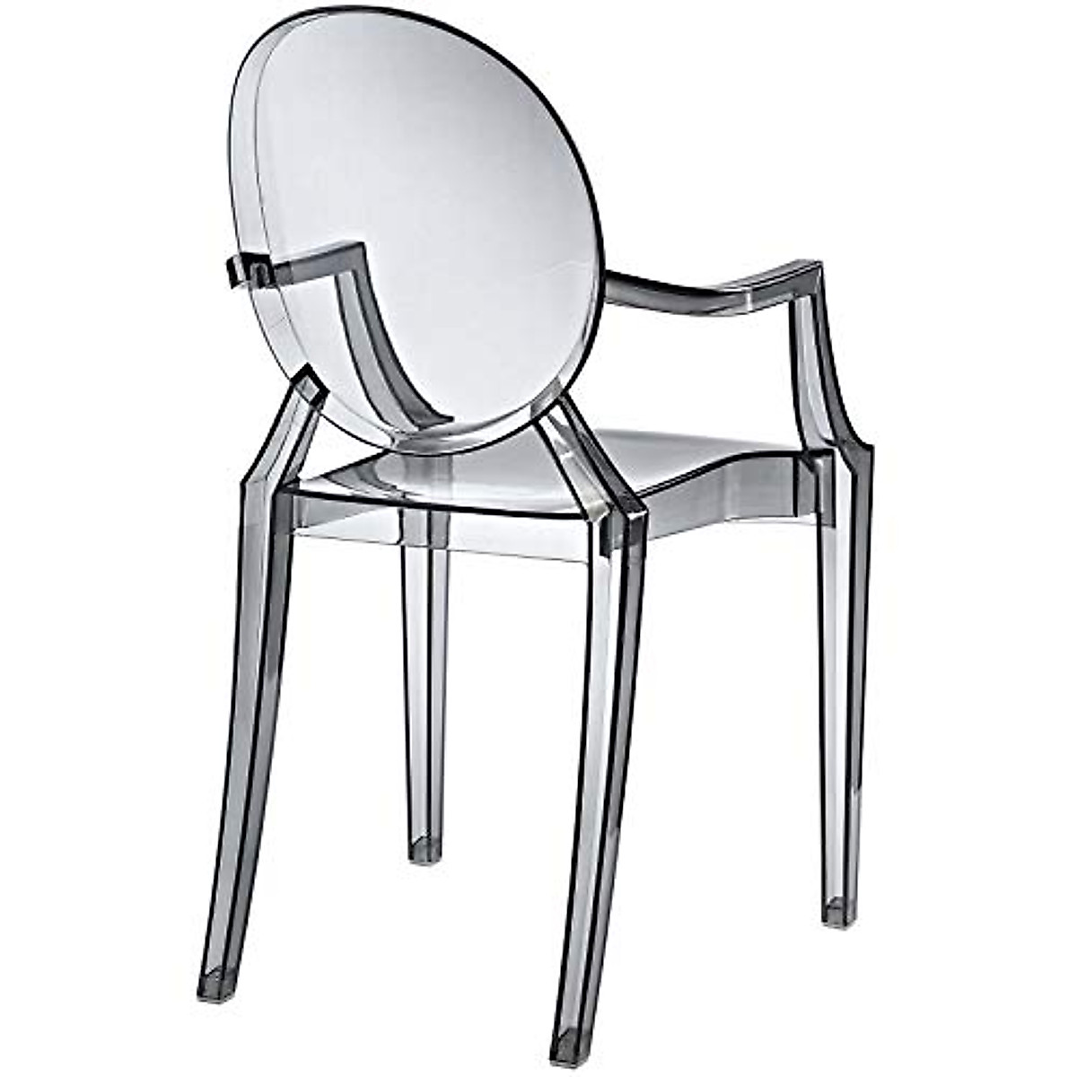 Modway Casper Modern Acrylic Stacking Kitchen and Dining Room Arm Chair in Smoke - Fully Assembled
