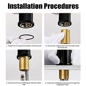 Bathroom Sink Faucet, Brass Chrome Finish Single Handle Bath Tap with Hot Cold Switch, Waterfall Spout Vanity Sink Faucet, Modern Matte Black Kitchen Faucet (Including 2 Hoses)