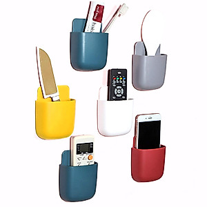 kulusion 3 Pcs Remote Control Holder, Wall Mount Pen Holder Hole-Free Self Adhesive Phone Charging Organizer Pencil Storage Containers for Home Office School Supply Orgaizer ​(Blue