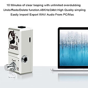 Amuzik Looper Electric Guitar Effect Loop Pedal 10 Minutes of Looping Unlimited Overdubs USB Port True Bypass