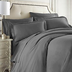 Clara Clark Complete 7 Piece Bedding Set, - Set Includes; Sheets, Duvet Cover, and Pillow Covers.