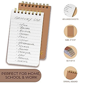 ZICOTO Aesthetic Pocket Notebooks Set Of 8 For Women - Small 3x5 Spiral Notepads With Lined Pages - The Perfect Little Mini Pads to Stay Organized and Boost Productivity at Work or School