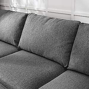 CECER Convertible Sectional Sofa Couch Set 3 Seat L Shaped Sofa Couch with Flexible Storage Ottoman Chaise Modern Modular Sleeper Couches for Living Room Apartment Office - Dark Grey