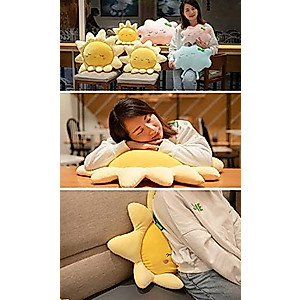 unlockgift Cuddly Plush Sun Pillow, Cloud Decorative Pillow for Bedroom, Playroom, Nursery, Cute Photo Props Pillow-01 Sun,17.5"