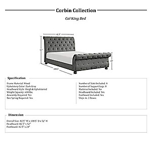 Lexicon Corbin Upholstered Sleigh Bed, Cal King, Gray