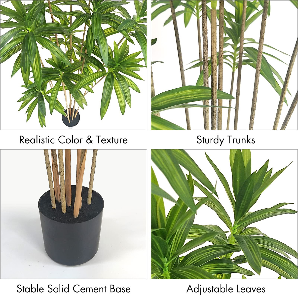 Lambye Artificial Trees Faux Lucky Bamboo with 13 Heads in Plastic Pot, 5.4 Feet Fake Trees Faux Greenery Plants Perfect for Indoor Outdoor Home Office Garden Decoration