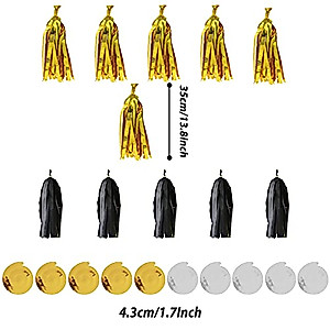 ZERODECO Party Decorations, 41 Pcs Black and Gold Papar Fans Pompoms Garlands String Tissue Paper Tassel for Graduation Congrats Grad New Years Wedding Birthday Party