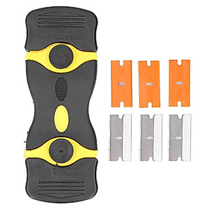 Razor Blade Scraper 2Pcs Multi Purpose Cleaning Razor Scraper 2 in 1 Razor Scraper Tool Glass Scraper for Windows Decals Tint(Black+Yellow)