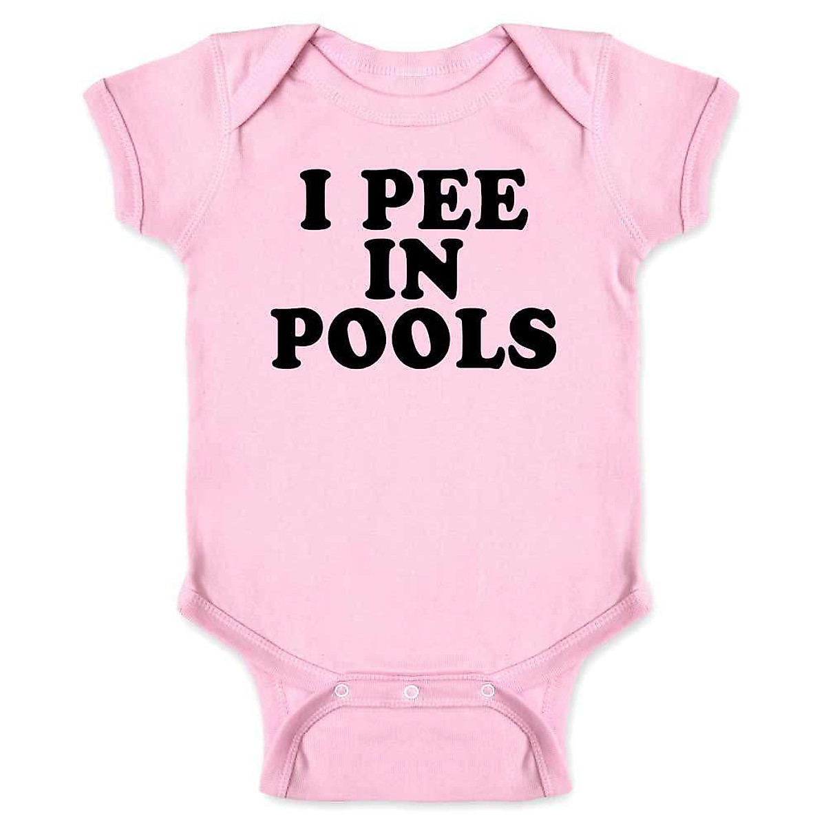 Pop Threads I Pee in Pools Funny Retro Party Quote Infant Baby Boy Girl Bodysuit Pink 18M