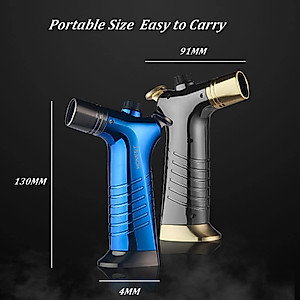 Honest Kitchen Torch Blow Torch Refillable Butane Torch For Cooking Food Baking BBQ Dabs Cocktail Smoke Hookah Coal & More (Blue Two Flame)