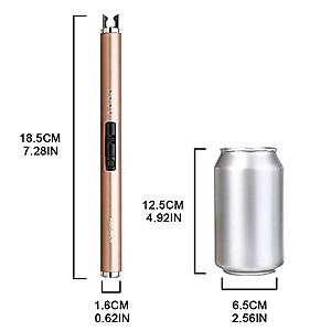 ARECTECH Lighter Rechargeable Lighter Electric Lighter Candle Lighter Arc Plasma Lighters for Candle Kitchen Camping Type-C Champagne Gold