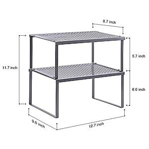 NEX Kitchen Shelf Organizer for Cabinet Counter Cupboard Pantry, Stackable & Expandable, Dark Silver