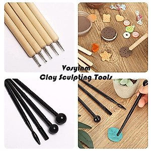 Vosyinm Clay Tools Kit 34 PCS Complete Clay Sculpting Kit,Modeling Clay Tools for Pottery Craft Carving Drawing Dotting Molding,Gifts for Beginners,Pottery Makers