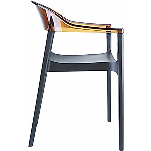 Carmen Modern Dining Chair Black Seat Transparent Amber Back (Pack of 2)