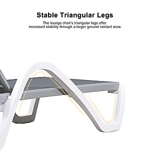 PURPLE LEAF Patio Chaise Lounge Chair Set of 2 Outside Plastic Stackable Tanning Chairs with Armrests for Pool Sunbathing Beach Deck Outdoor Loungers, Light Grey