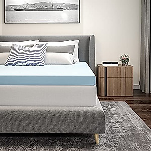 Flash Furniture Capri Comfortable Sleep 3 inch Cool Gel Memory Foam Mattress Topper - Queen, Blue