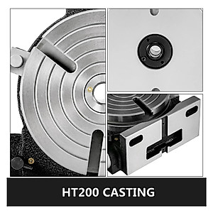 KACOME Rotary Tables 8’ / 200 mm Horizontal Vertical MT-3 Rotary Table 3 Slots/4 Slots for milling 360 Degree Table(8-inch 4-Slot)