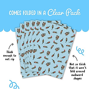 CENTRAL 23 6 Wrapping Paper Sheets - Birthday Otters - Blue Gift Wrap for Men Women - Friends Wrapping Paper - Valentines Day Wrapping Paper For Him Her - Comes with Stickers