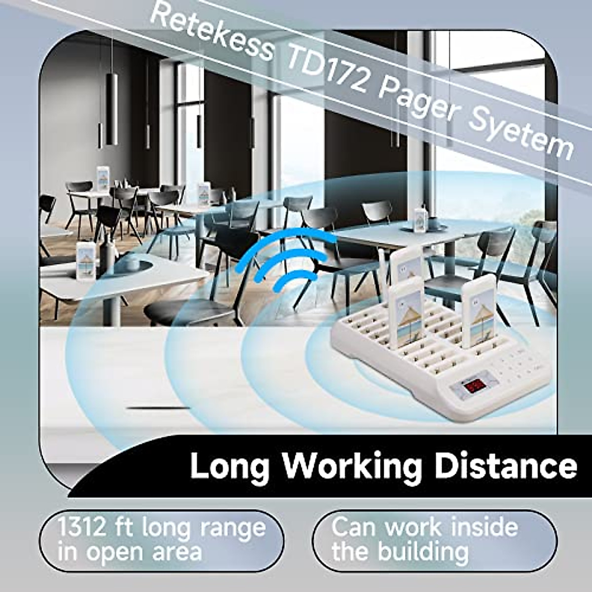 Retekess TD172 Restaurant Pager System, Restaurant Buzzer Pagers, Vibrate and Flash Mode, Customer Close Beep, 20 Restaurant Pagers for Church Nursery, Hotel, Coffee Shop