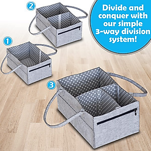 Baby Diaper Caddy Organizer – Nursery Basket with Convenient Leather Handles – Durable, Portable Changing Table Diaper Storage (2 Pack)