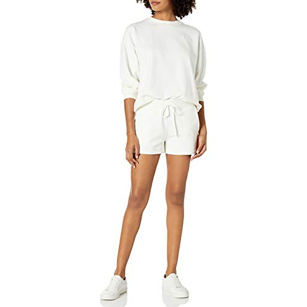 The Drop Women's Margot Loose Long Sleeve Crewneck Drop Shoulder Sweatshirt, Ivory, S