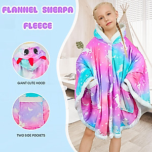 Fiodrimy Kids Wearable Blanket Hoodie Angel Wrap Hoodie Blanket Girls Uniorn Poncho Wrap Throw Cape Shawl 3-10 Years Gifts