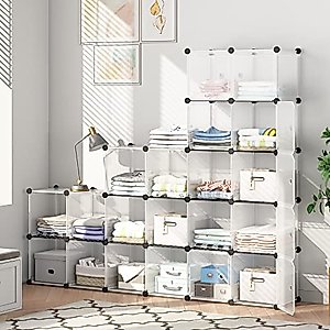 Aeitc 20 Storage Cubes- 14’’x14’’ Cube, More Sturdy (add Wire Panel), DIY Clothes Organizer, Craft Cube Storage with Doors, Bookshelf Units, Toy Storage Cabinets