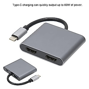 4 in 1 Type C Adapter, USB C to PDUSB 3.0/ Dual HDMICompatible Adapter Converter Hub for Laptop, 4-in-1 Aluminium USB C Adapter with 4K USB C to HDMI Hub