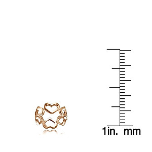 Hoops & Loops Rose Gold Flashed Sterling Silver High Polished Open Heart Eternity Band Ring, Size 7